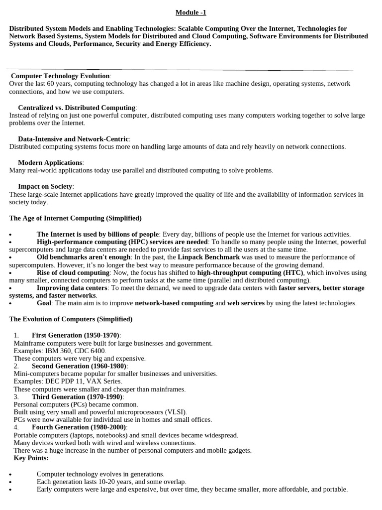 Cloud Computing Modulr - 1-6th Sem | PDF | Central Processing Unit | Supercomputer