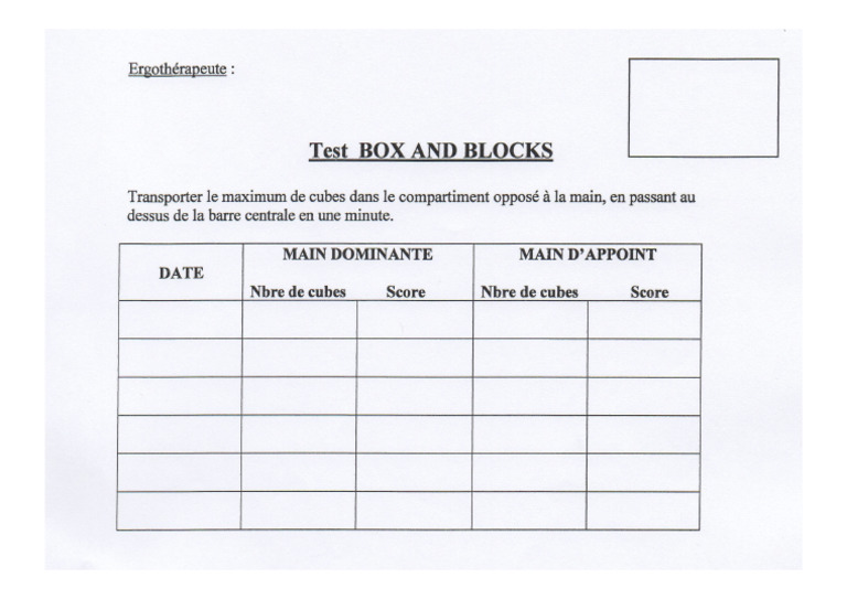 Test BOX AND BLOCKS | PDF