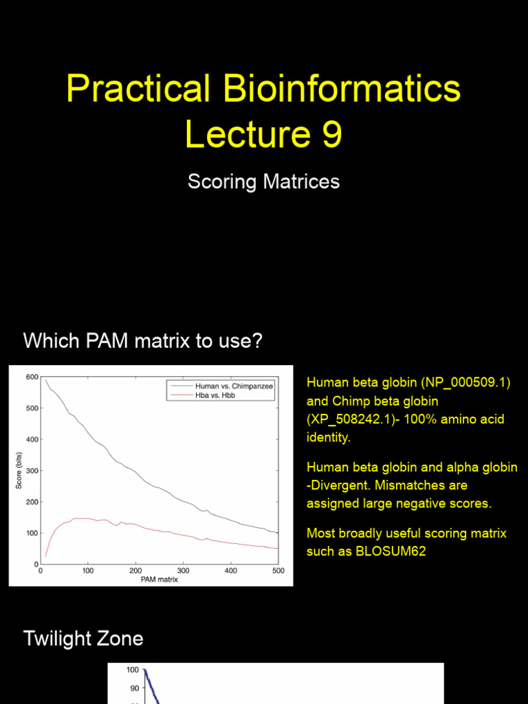 Lecture 9 Scoring Matrices | PDF | Biological Engineering | Bioinformatics