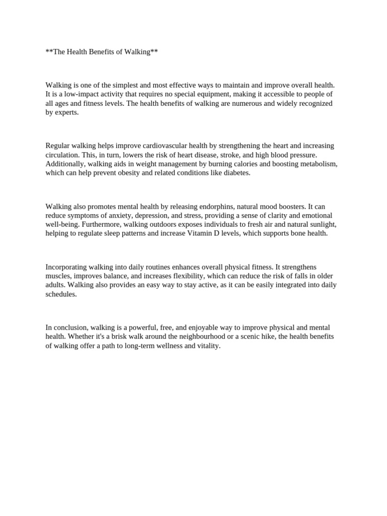 Health Benefits of Walking Explained | PDF