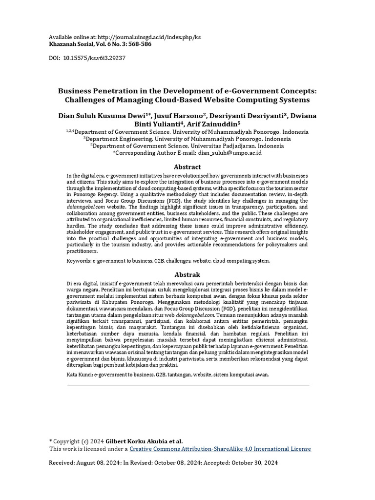 Business Penetration in The Development of E-Gover | PDF | E Government | Tourism