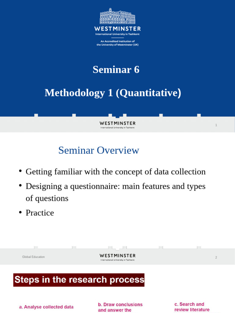 Seminar 6 Methodology ppt | PDF | Survey Methodology | Questionnaire