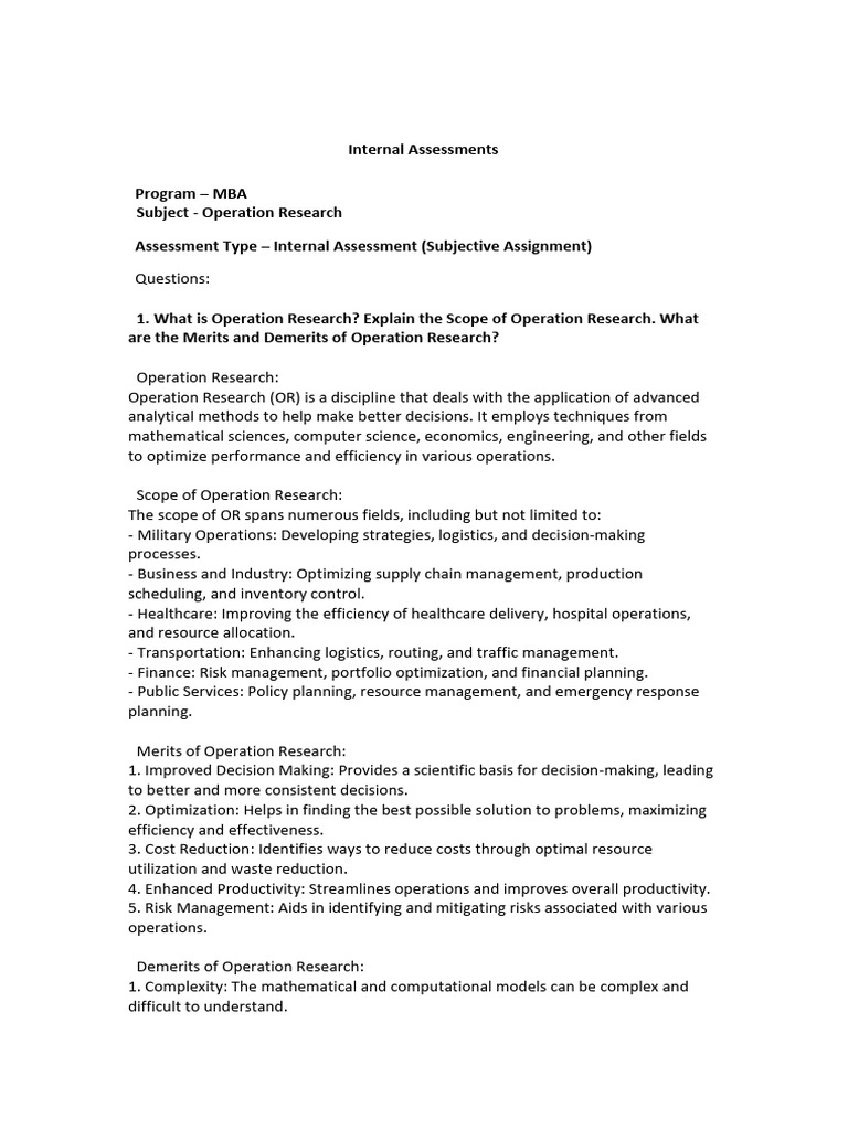 Operation Research MBA 2nd Sem | PDF | Operations Research | Applied Mathematics