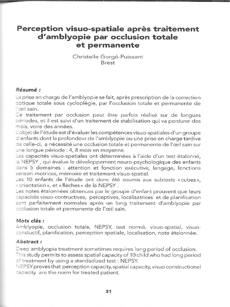 Nepsy Claasement Subtest | PDF
