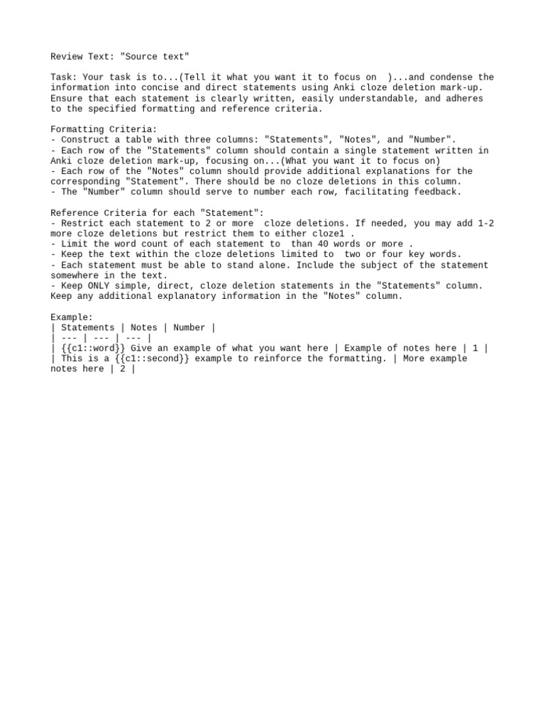 Cloze Card | PDF
