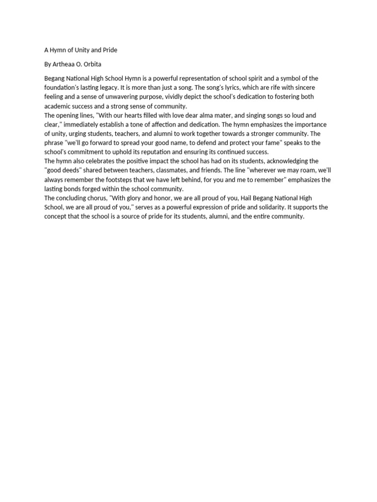 A Hymn of Unity and Pride | PDF