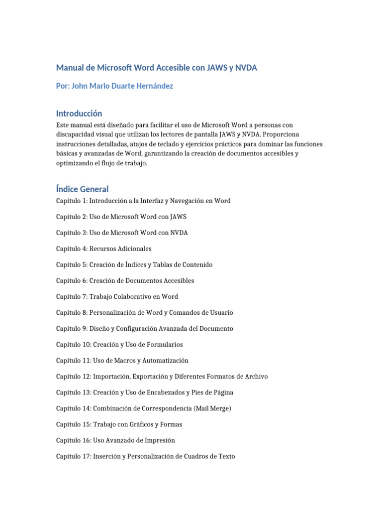Manual Microsoft Word Accesible JAWS NVDA Final Completo | PDF ...