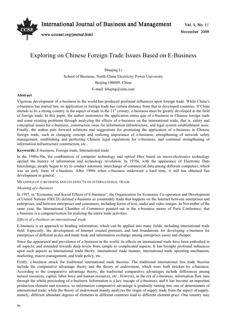 Exploring On Chinese Foreign Trade Issues Based On | PDF | Market ...