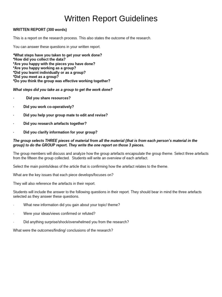 Written Report Guidelines Longer Version | PDF