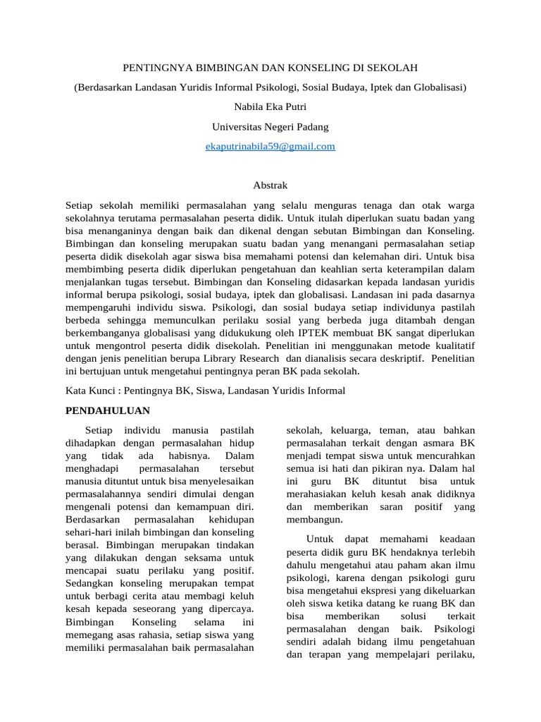 Artikel BK 1-Nabila Eka Putri | PDF