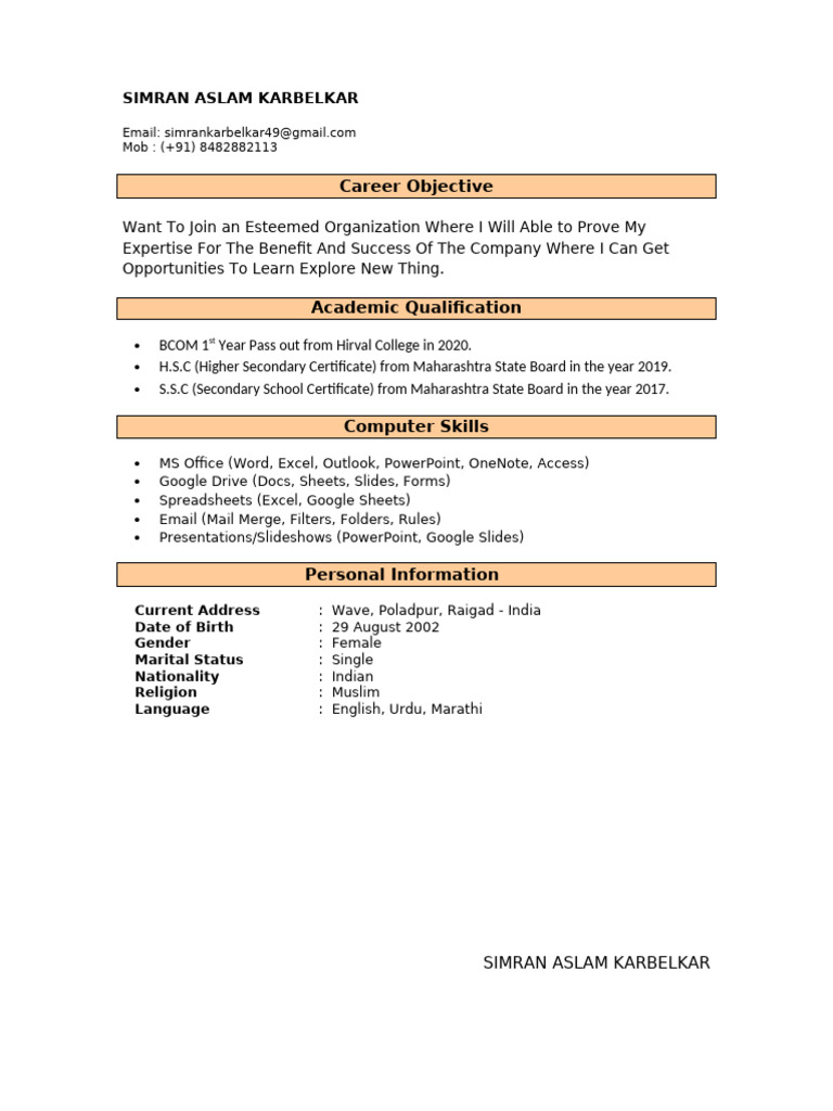 Simran Aslam Karbelkar | PDF