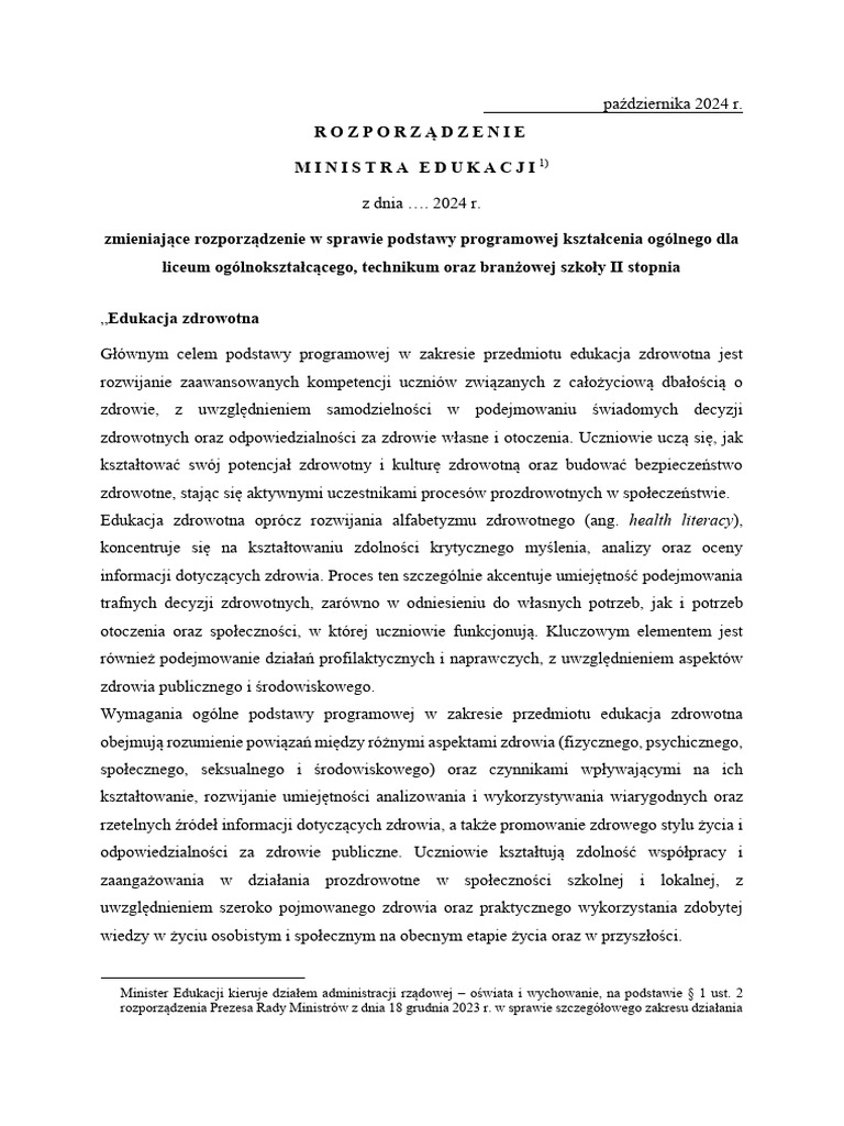 Rozp.MEN-edukacja zdrowotna-SPP | PDF