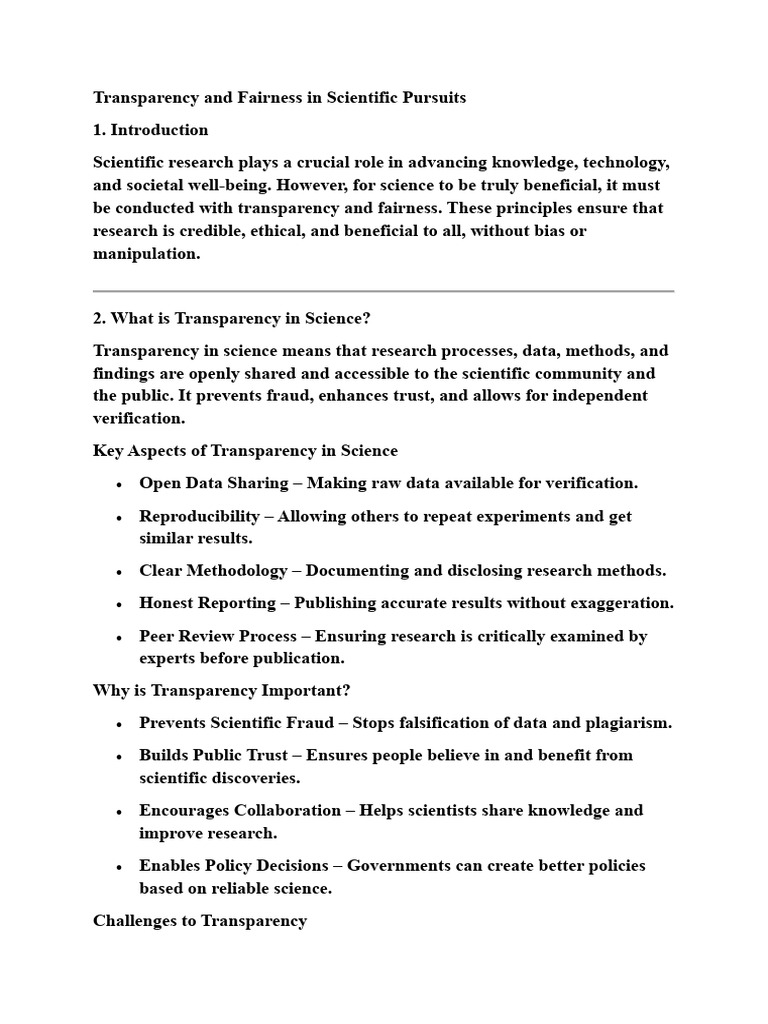 Enhancing Transparency and Fairness in Science | PDF | Science | Open ...