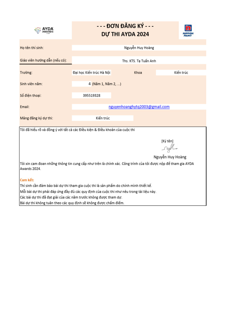 AYDA 2024 Don Dang Ky | PDF