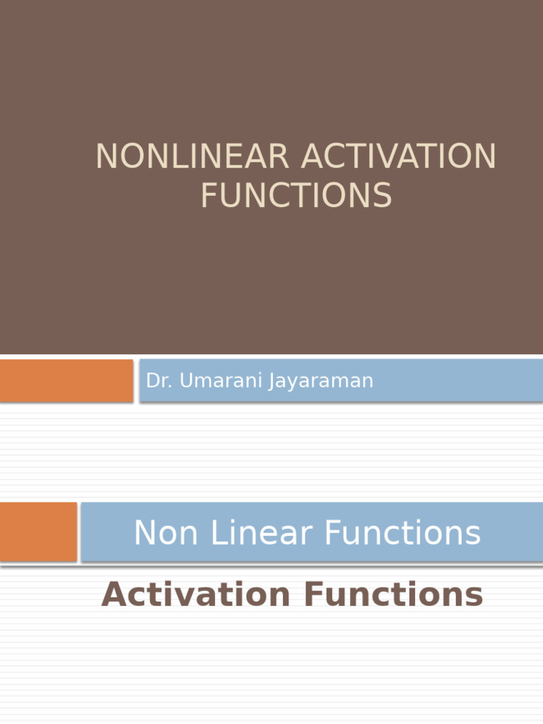 Lect 5 - Non Linear Activation Functions | PDF | Nonlinear System | Artificial Intelligence