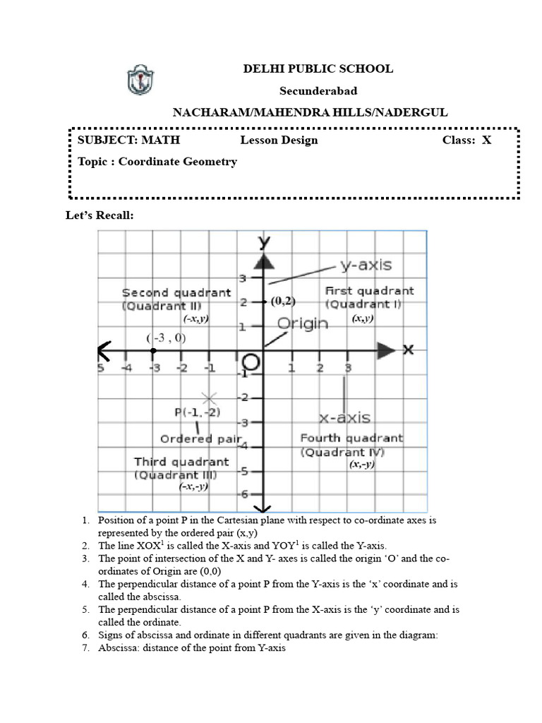 Notes - 7 - Co-Ordinate Geometry | PDF | Cartesian Coordinate System ...