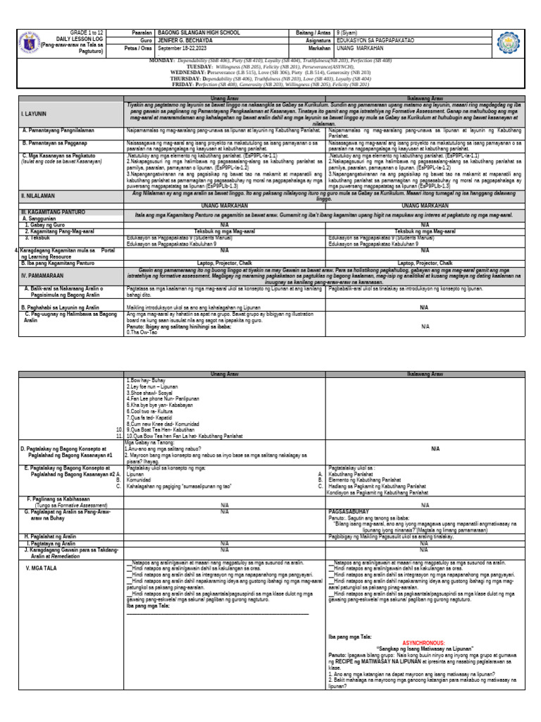 Enhanced Lesson Plan M1 KABUTIHANG PANLAHAT | PDF