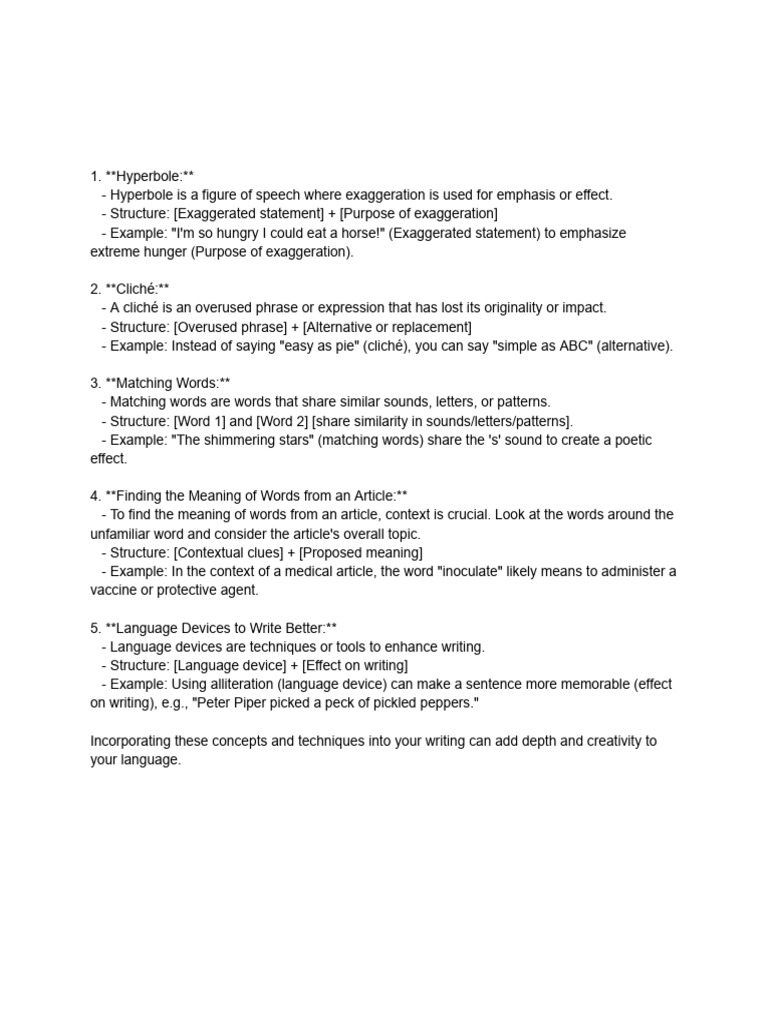 Understanding Clichés and Language Devices | PDF