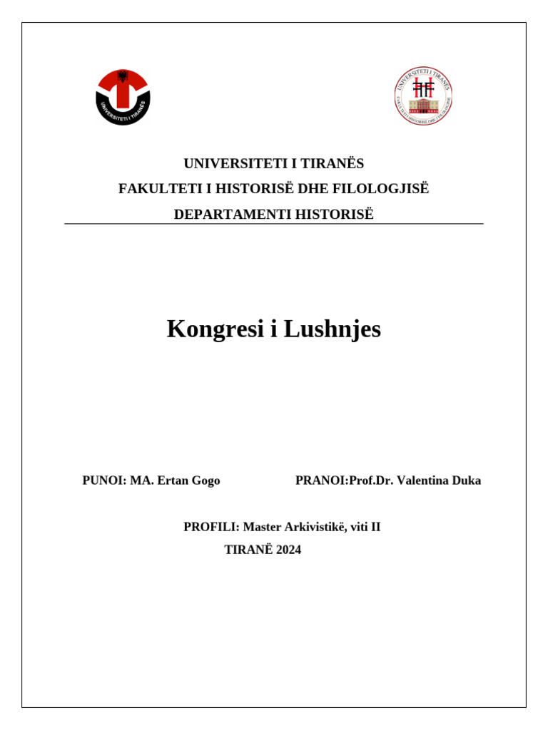Kapaku Kongresi I Lushnjes | PDF