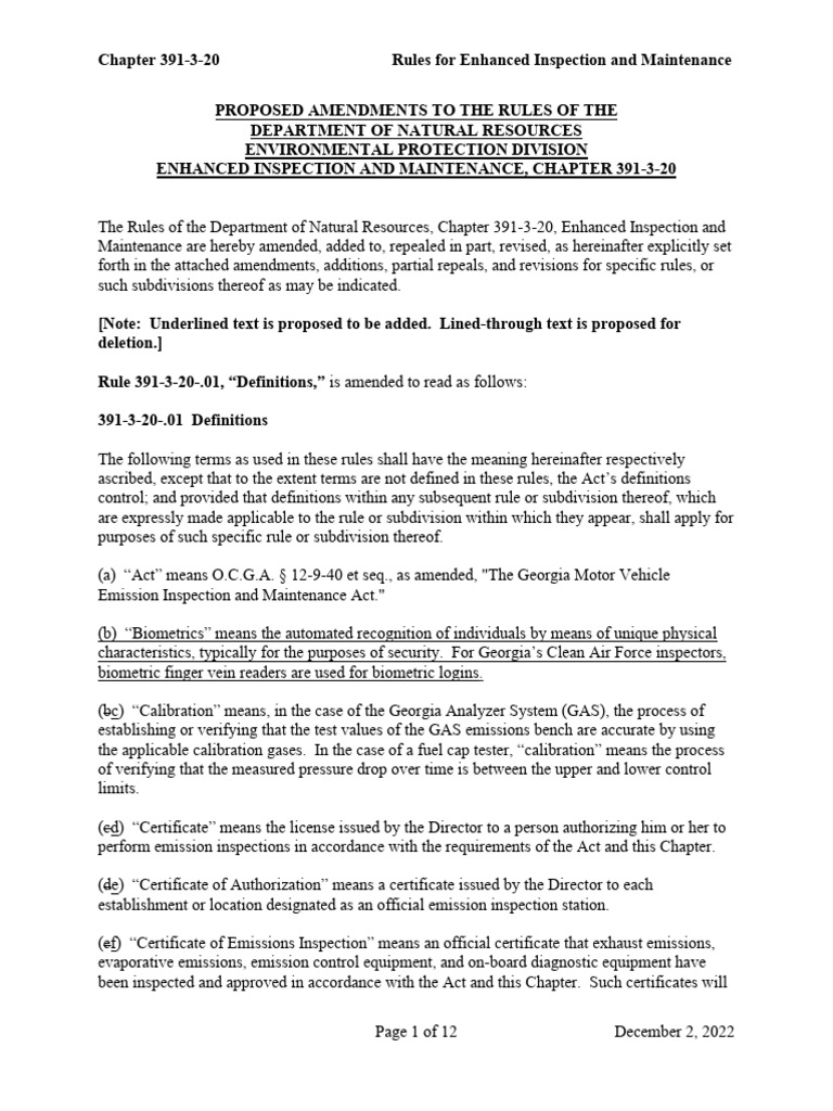 Georgia Emissions Inspection Rules | PDF | Exhaust Gas | Vehicles