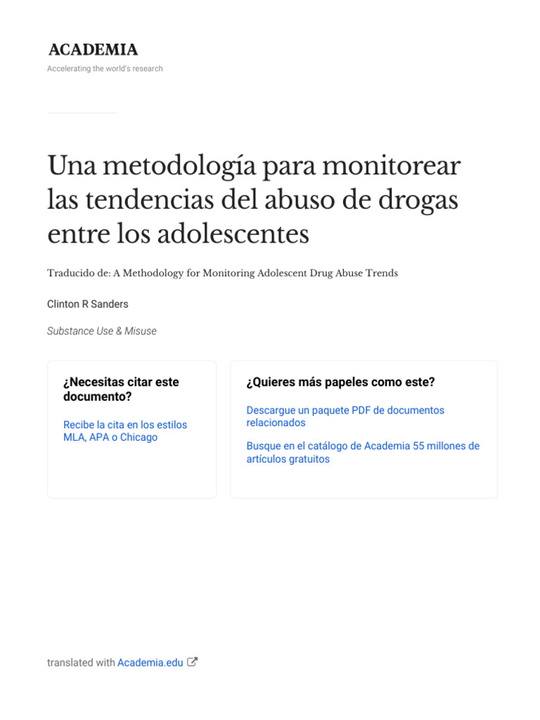 A Methodology For Monitoring Adolescent Drug Abuse Trends - Es | PDF ...