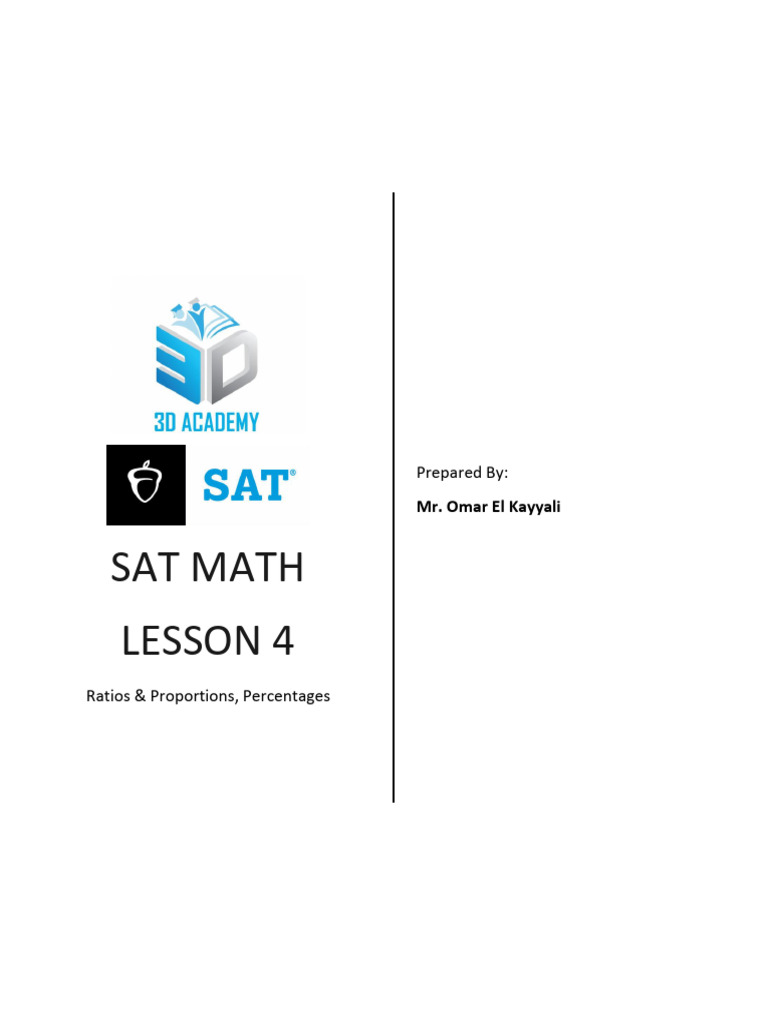 SAT Math: Ratios, Proportions, Percentages | PDF