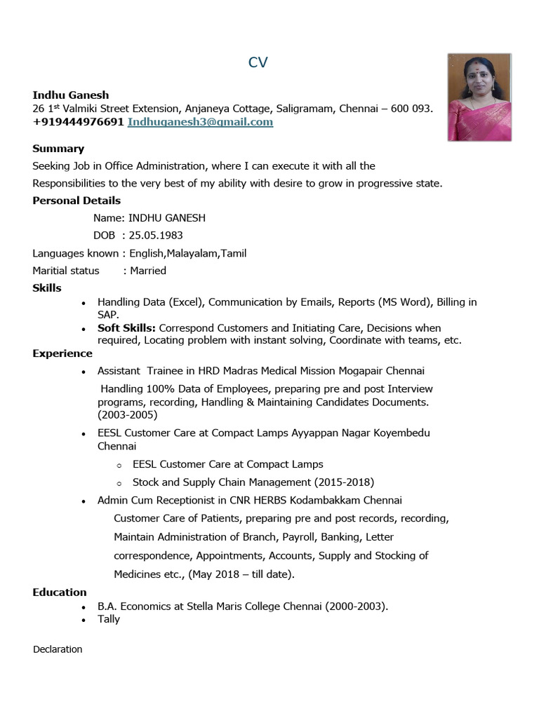 Resume Indhu Ganesh | PDF