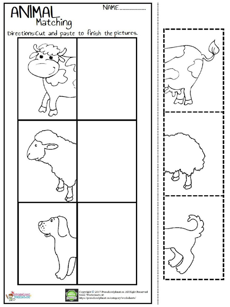 Animal Matching Worksheet | PDF