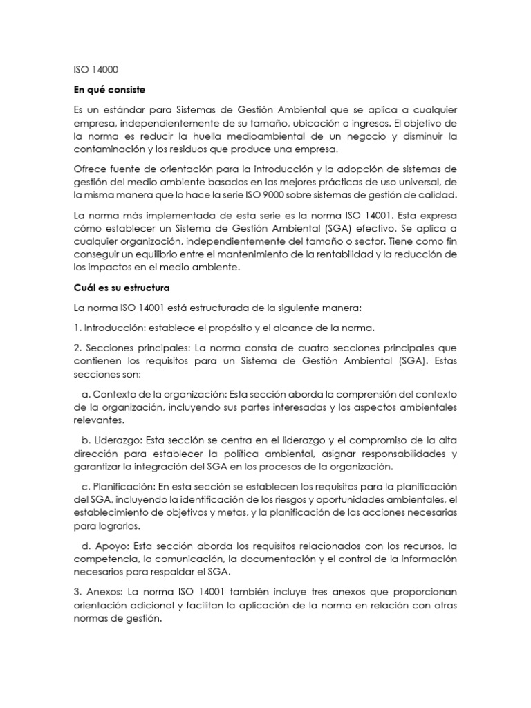 Iso 14000 | PDF | Business | Entorno natural
