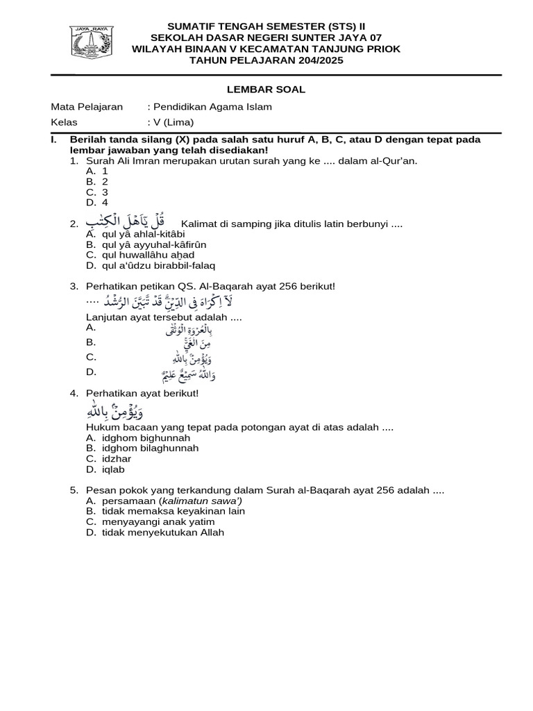 SOAL_STS_II_KELAS_V_PAI_2025[1] | PDF