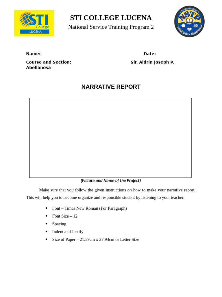 NSTP 2 Narrative Report Template | PDF