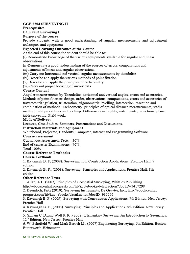 GGE 2204 SURVEYING II - Lecture 1 - Vertical and Horizontal Angles ...