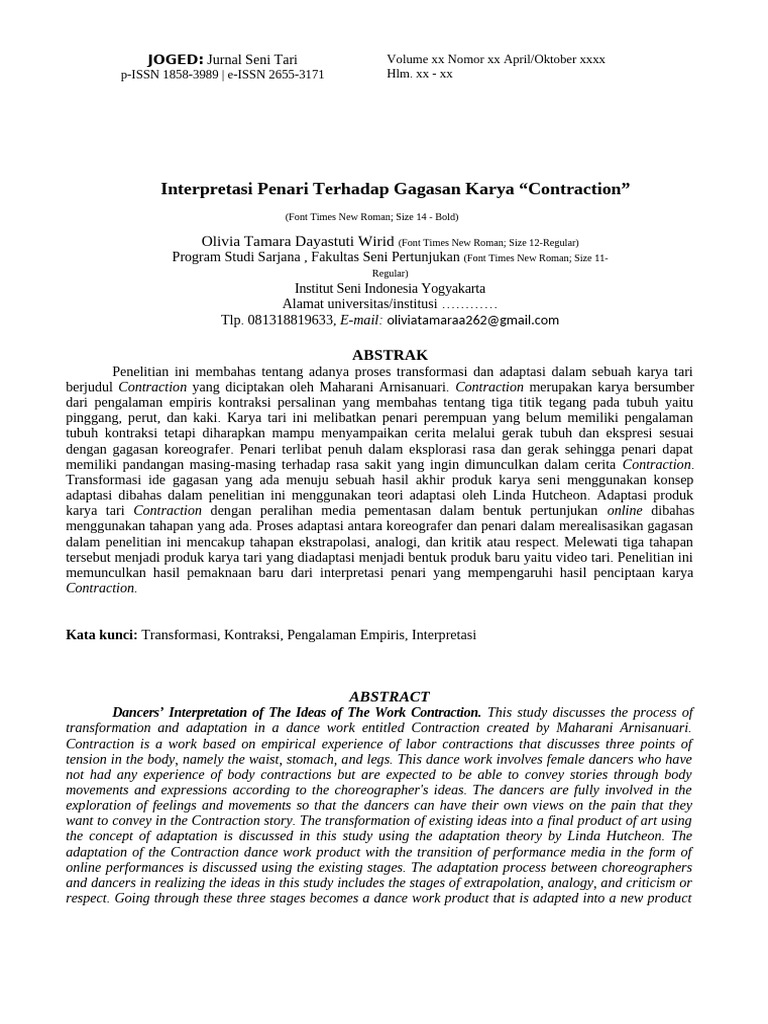 Templete - Format Penulisan JOGED | PDF