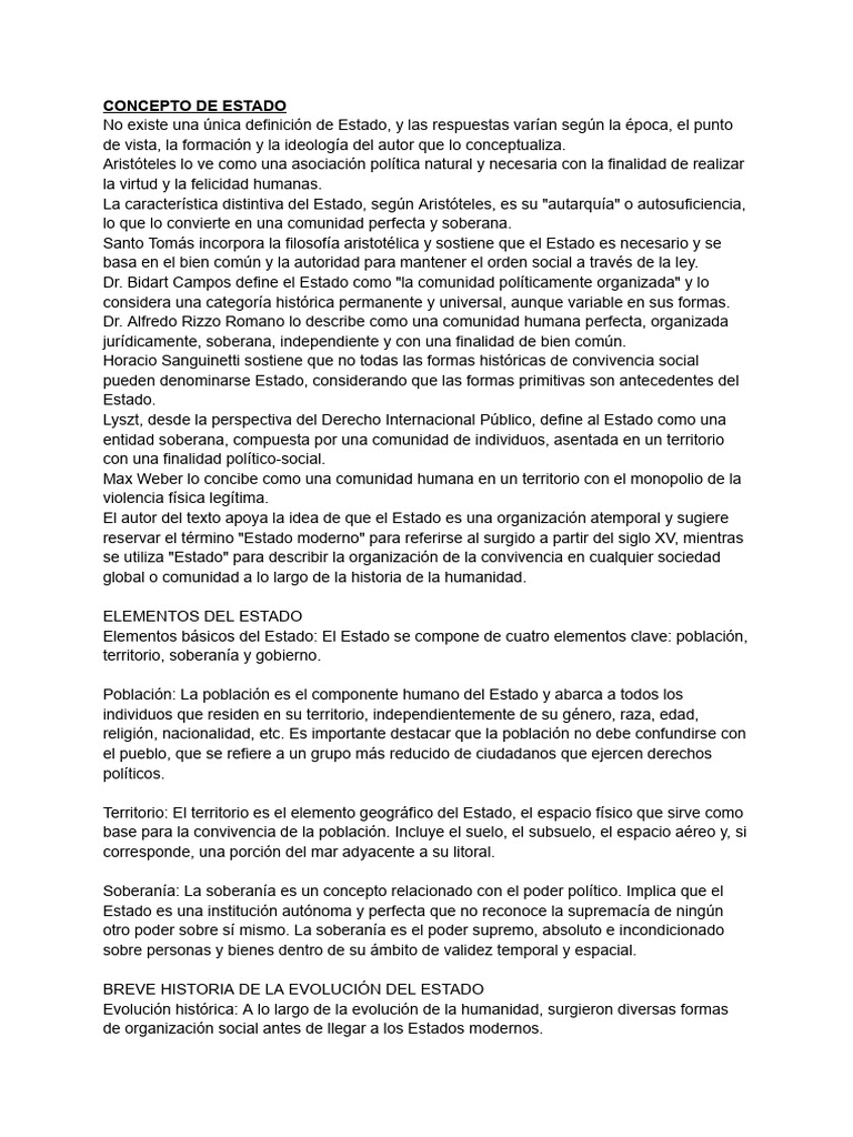Definición y Evolución del Estado | PDF | Estado (política) | Nación