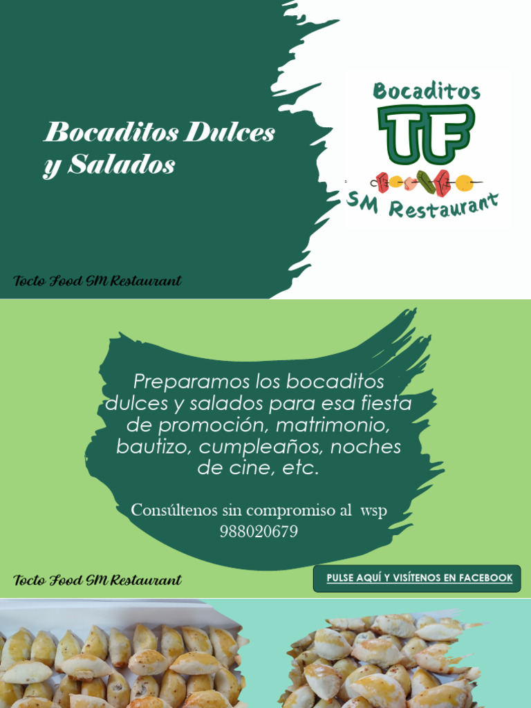 Bocaditos Dulces y Salados para Eventos | PDF | Cocina occidental ...