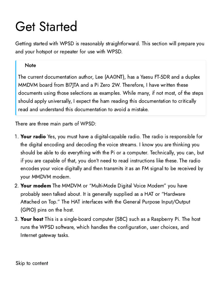 Get Started - WPSD User Manual | PDF