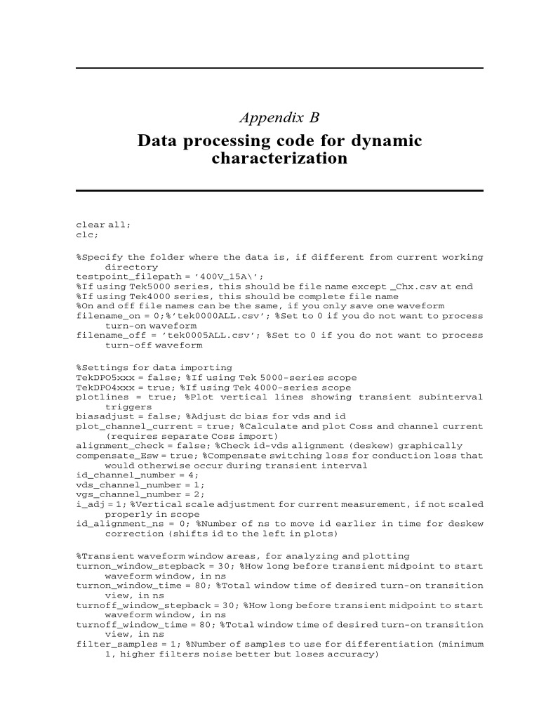 2024 Appendix B Data Processing Code For Dynamic Characterization | PDF | Diode | Electrical ...