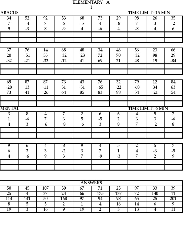 UCMAS Elementary A (NEW) | PDF