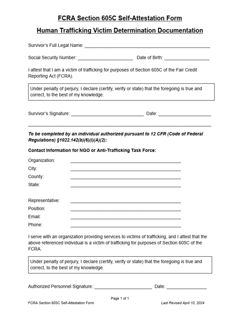 Section 605C Self Attestation Form | PDF