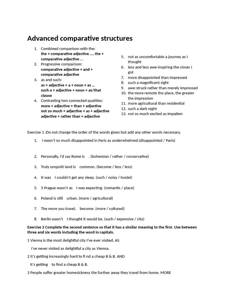 Advanced Comparative Structures | PDF | Adjective | Semantic Units