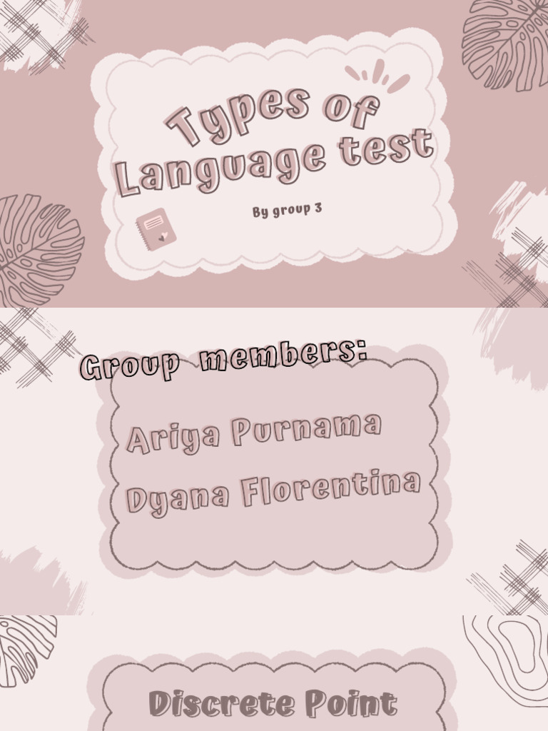 Group 3 - Types of Language Test | PDF | Learning | Human Communication
