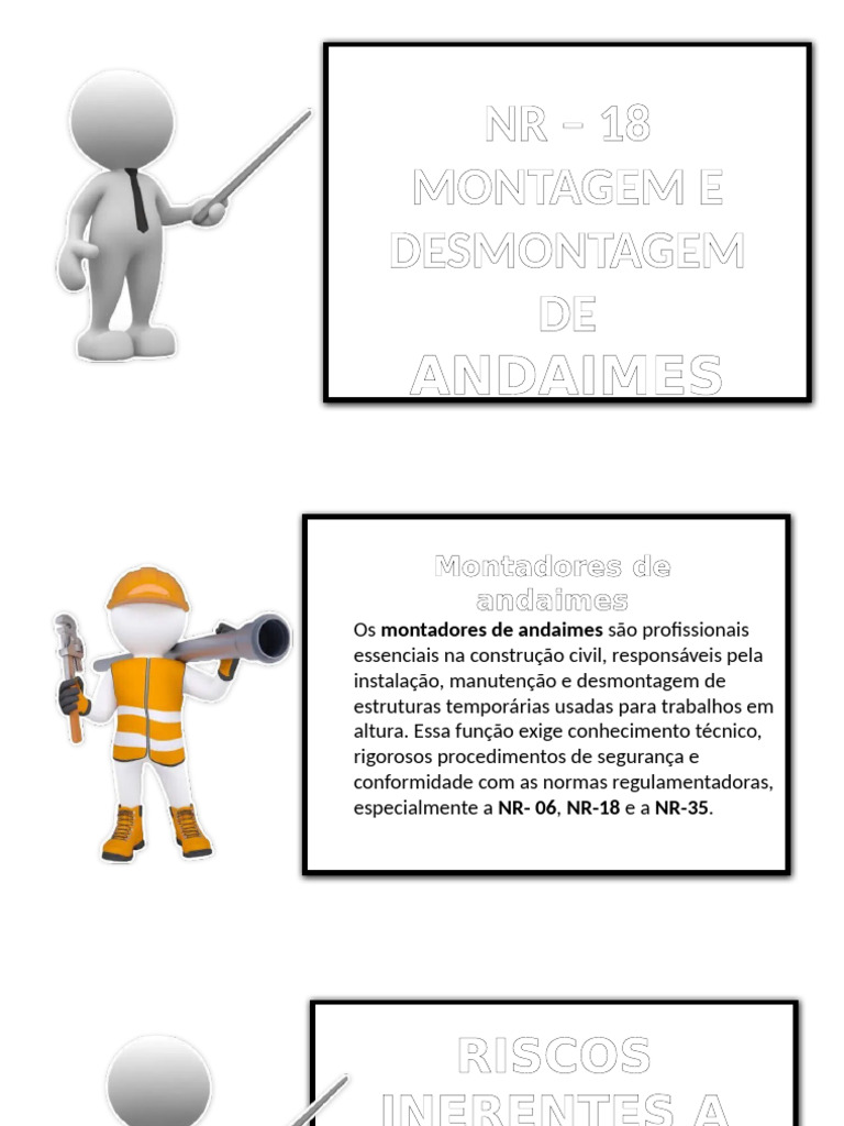 NR 18 Montagem e Desmontagem de Andaimes | PDF | Andaime | Aço