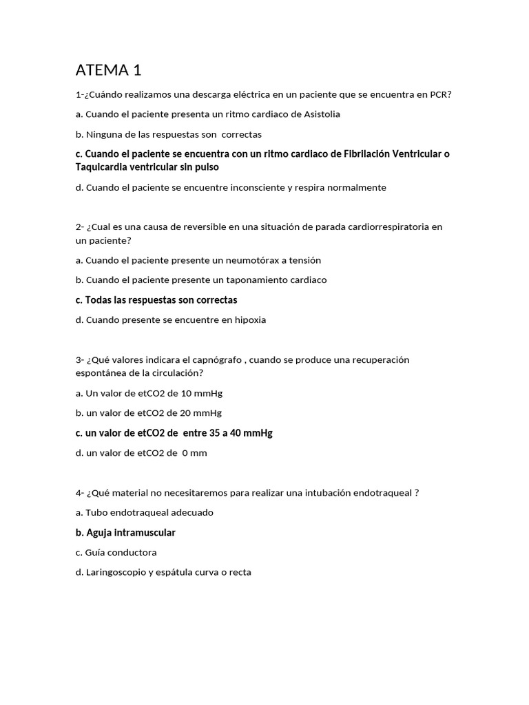 Examen Asese Tema 1 | PDF | Terapia intravenosa | Corazón