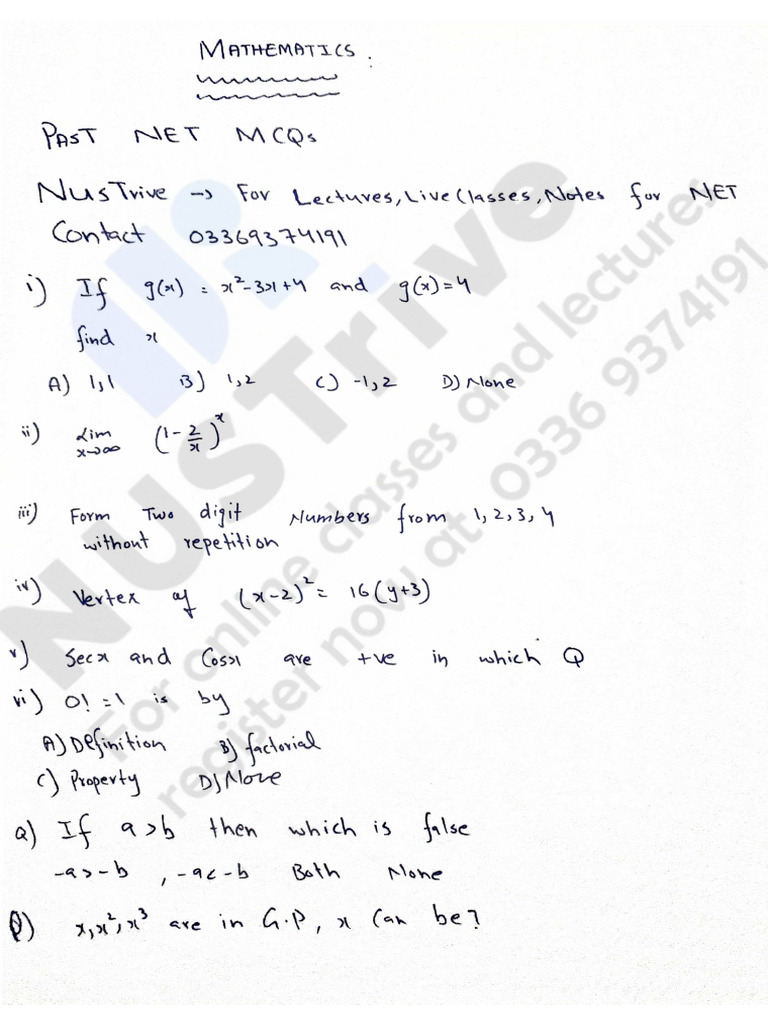 Nustrive - Nust Maths Past Papers | PDF