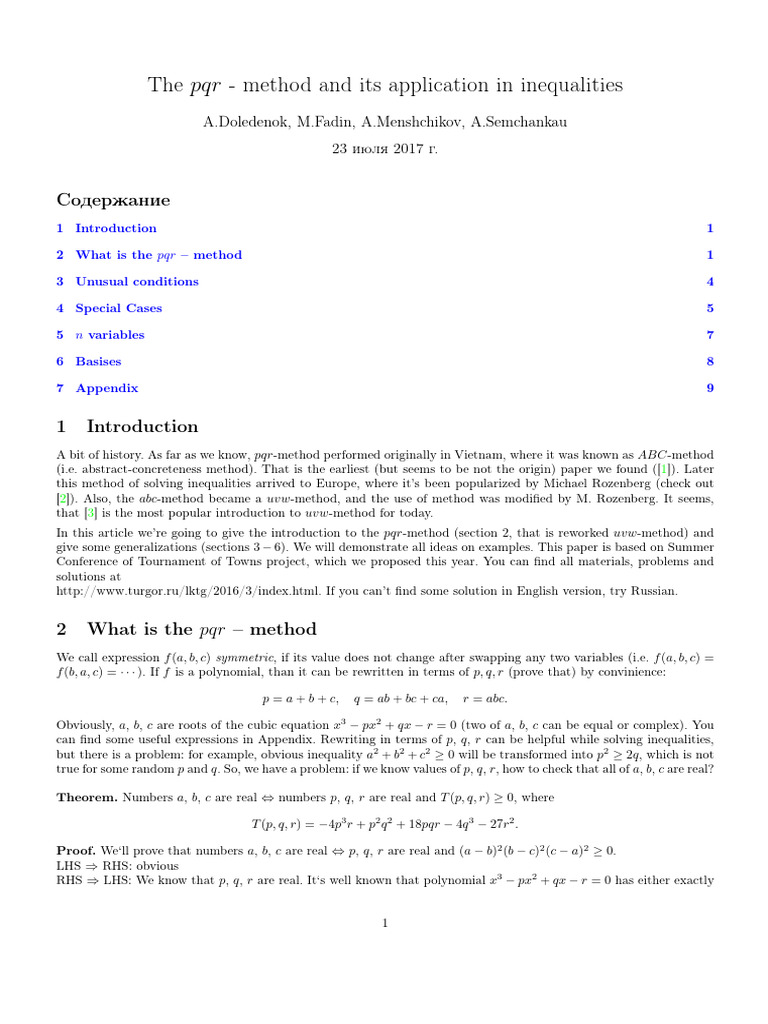 PQR Method | PDF | Inequality (Mathematics) | Limit (Mathematics)