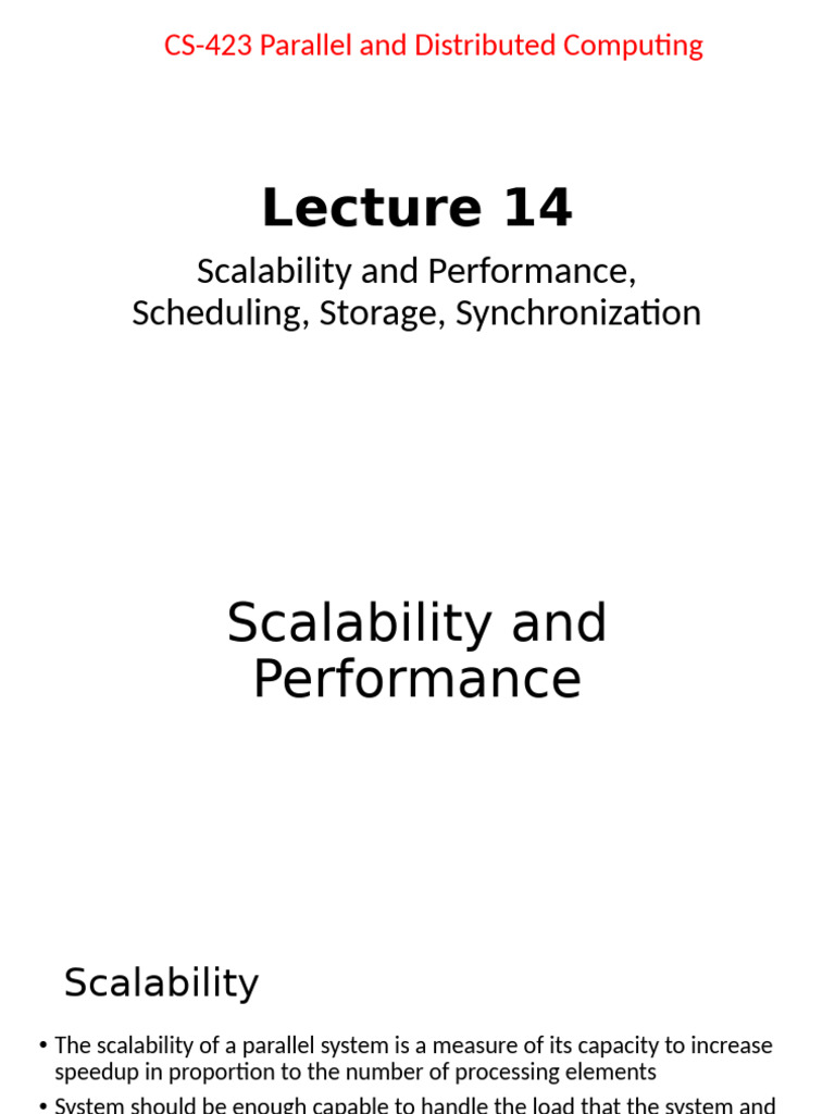 Lecture 14 - Scalability and Performance, Scheduling, Storage, Synchronization | PDF ...