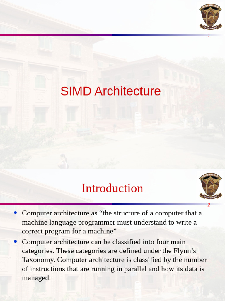 Understanding SIMD Architecture Basics | PDF | Central Processing Unit | Parallel Computing