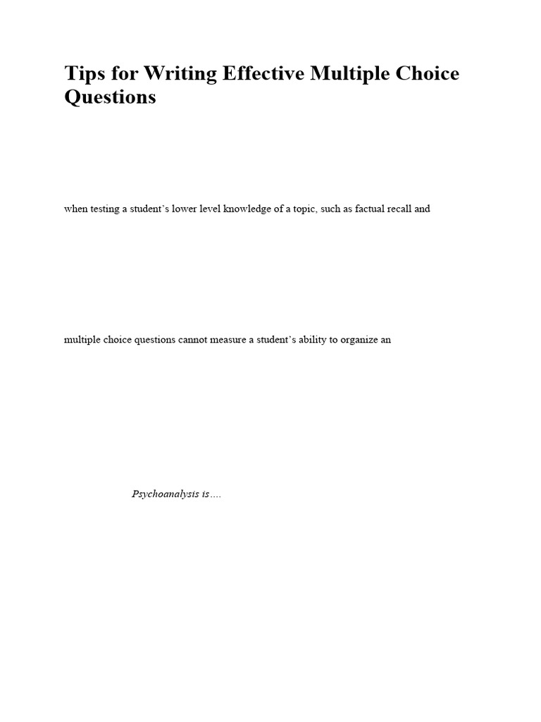 Tips For Writing Effective Multiple Choice Questions | PDF | Multiple ...