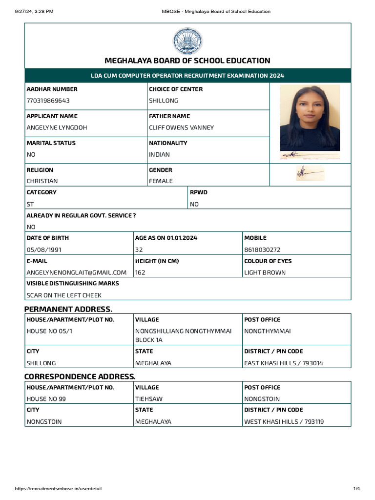 MBOSE LDA Recruitment Exam 2024 Details | PDF | Justice | Crime & Violence
