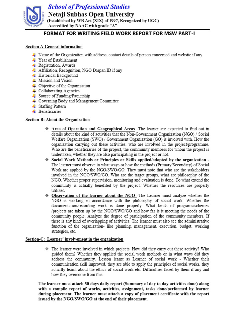 English Format Field Work Report MSW 01092023 | PDF | Non Governmental ...
